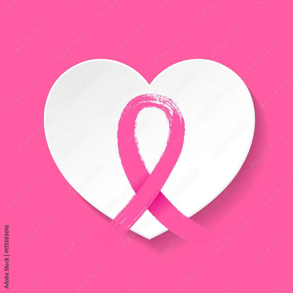 Heart Pink Ribbon Background