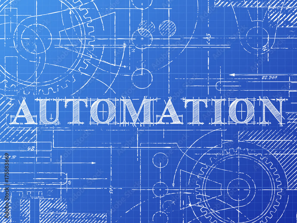 Automation Blueprint Technical Drawing Stock Vector | Adobe Stock