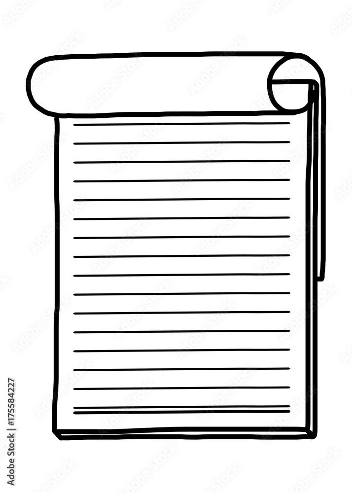 notebook / cartoon vector and illustration, black and white, hand drawn ...