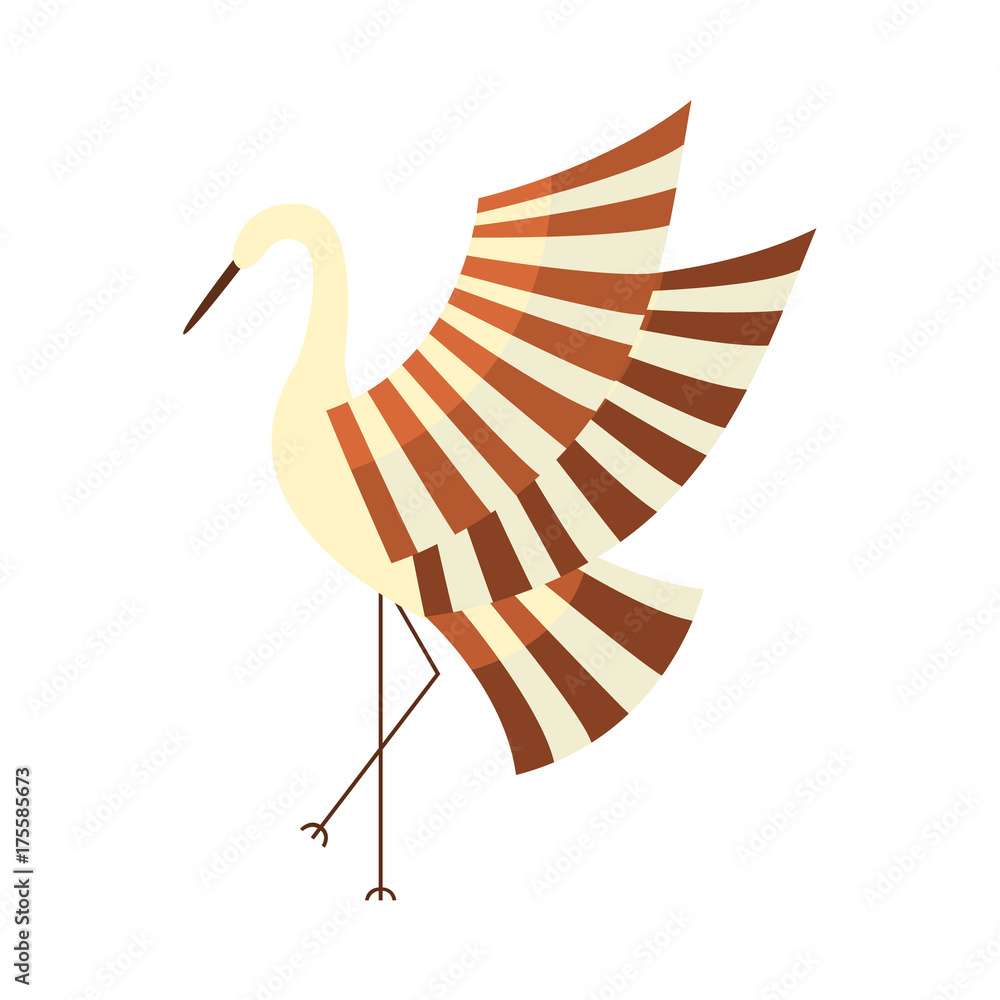 Japanese paper crane, symbol of good luck and longevity, flat vector ...