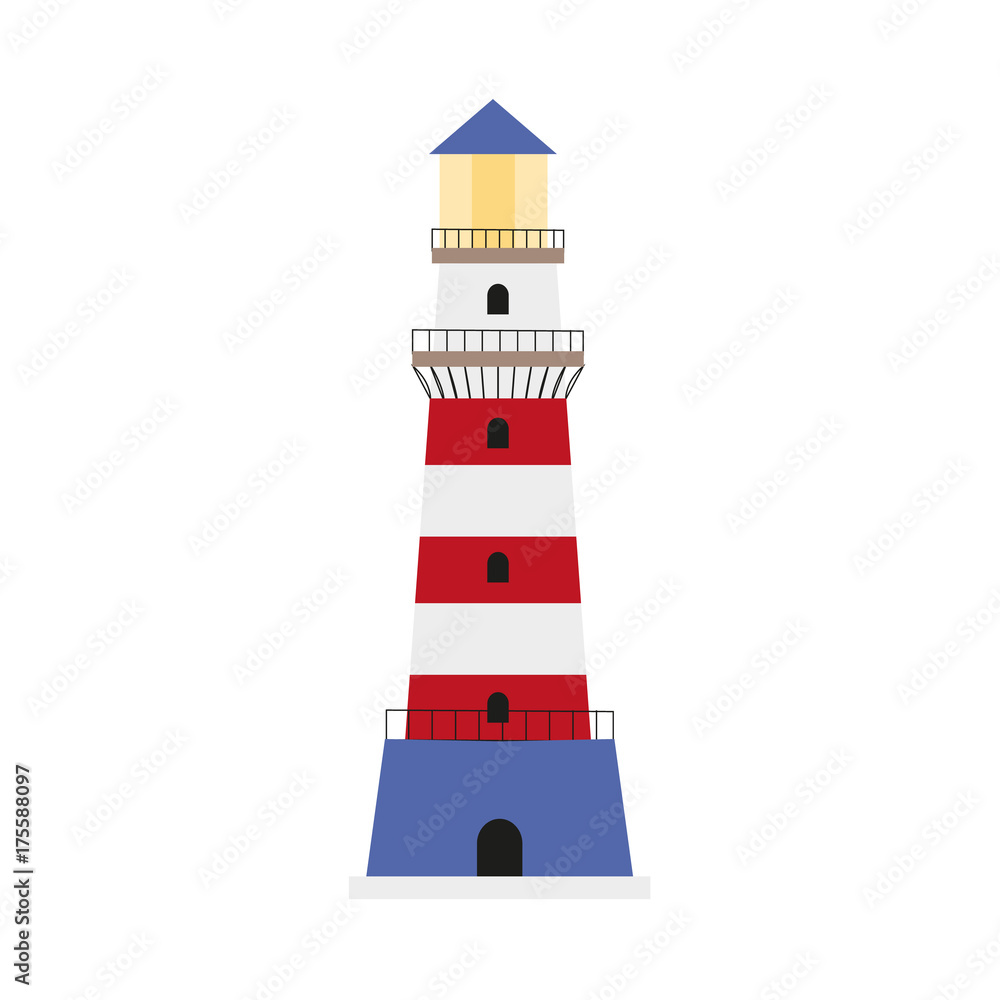 Colorful lighthouse icon, symbol, decoration element, flat style ...