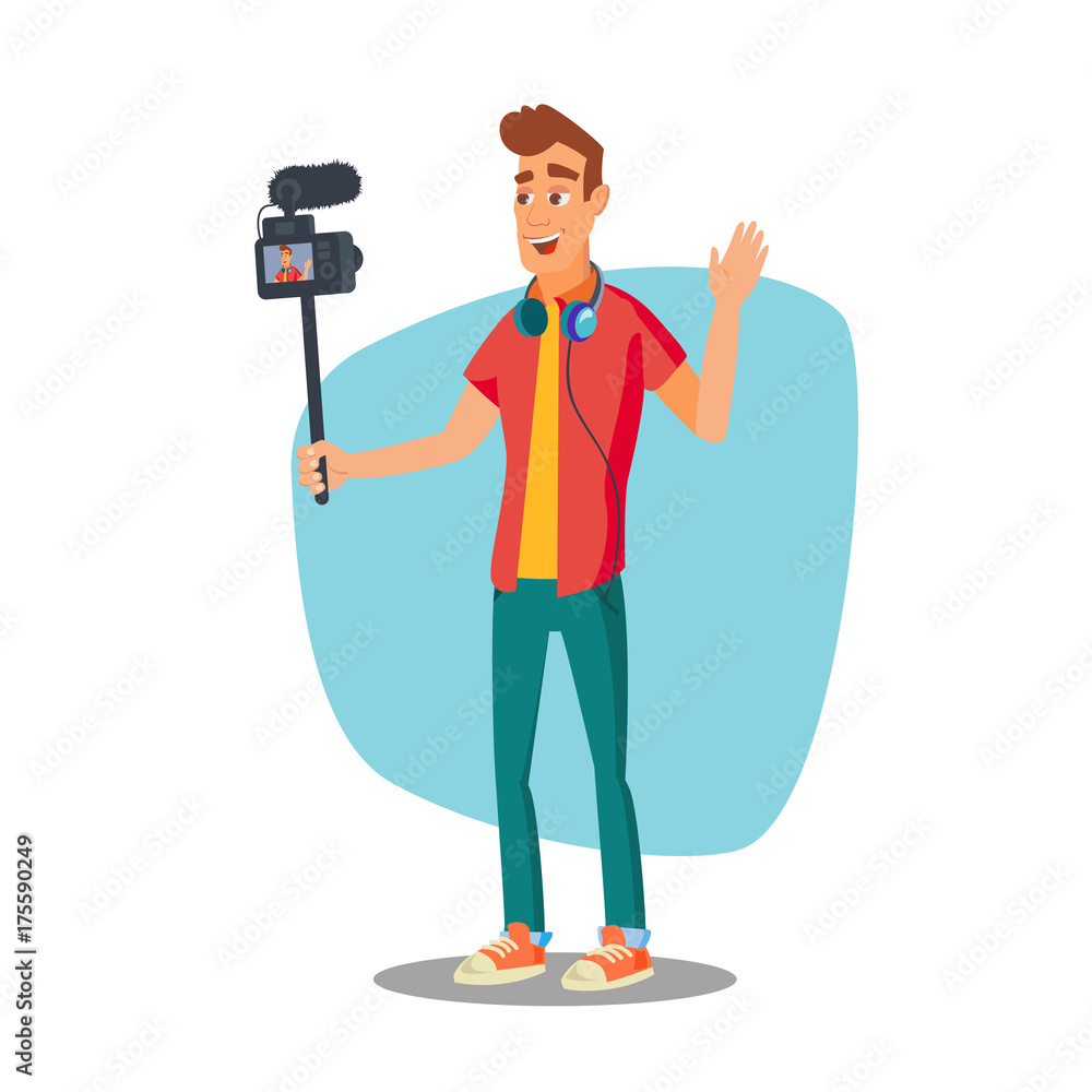 Video Blogger Vector. Lifestyle Video Clip Shooting Process. Shooting ...