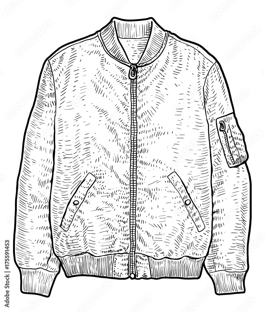 Man jacket illustration, drawing, engraving, ink, line art, vector ...