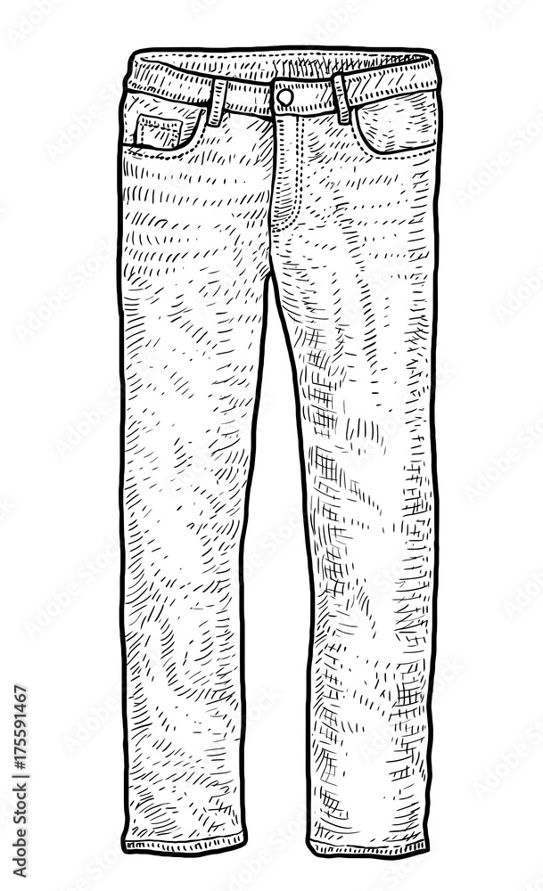 Jean illustration, drawing, engraving, ink, line art, vector Stock ...
