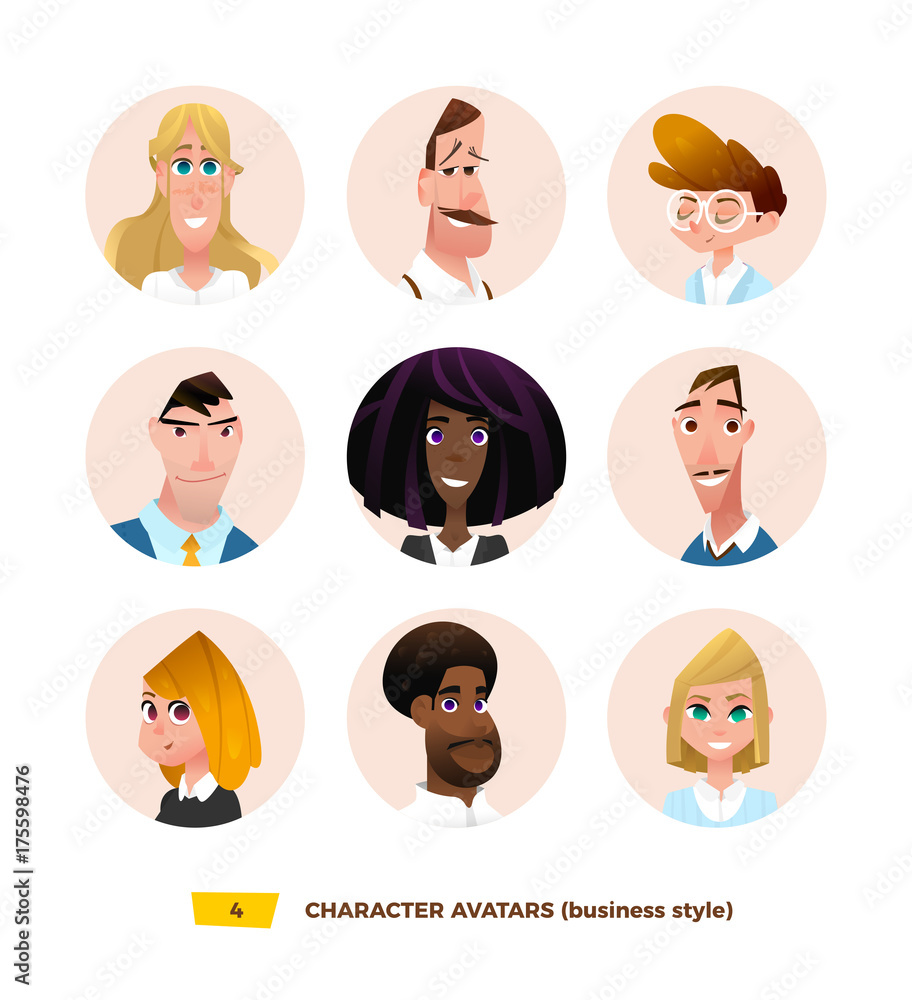 Characters avatars in cartoon flat style Stock Vector | Adobe Stock