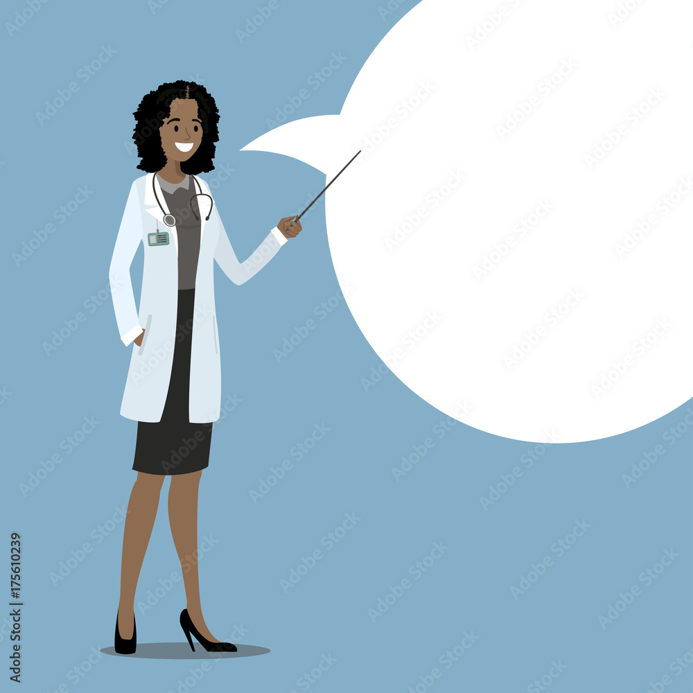 cartoon african american doctor with speech bubble Stock Illustration ...