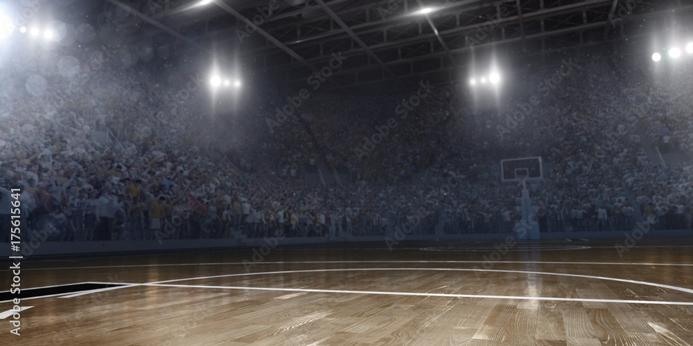 Professional basketball arena in 3D. Big basketball stadium with a lot ...