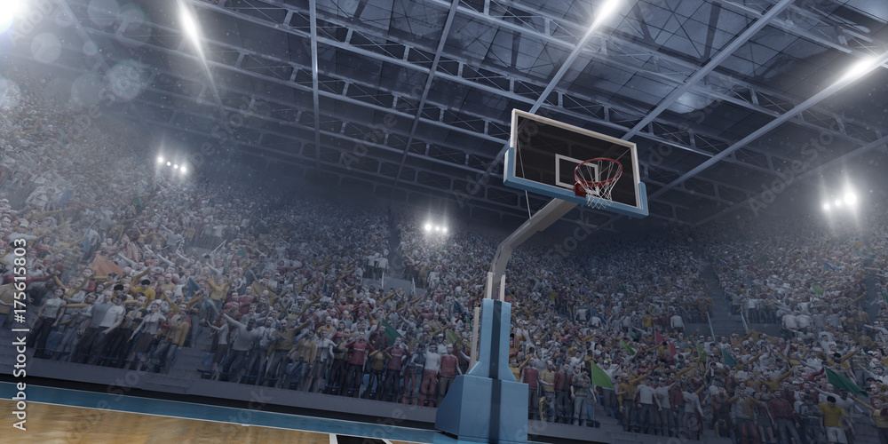 Professional basketball arena in 3D. Big basketball stadium with a lot ...