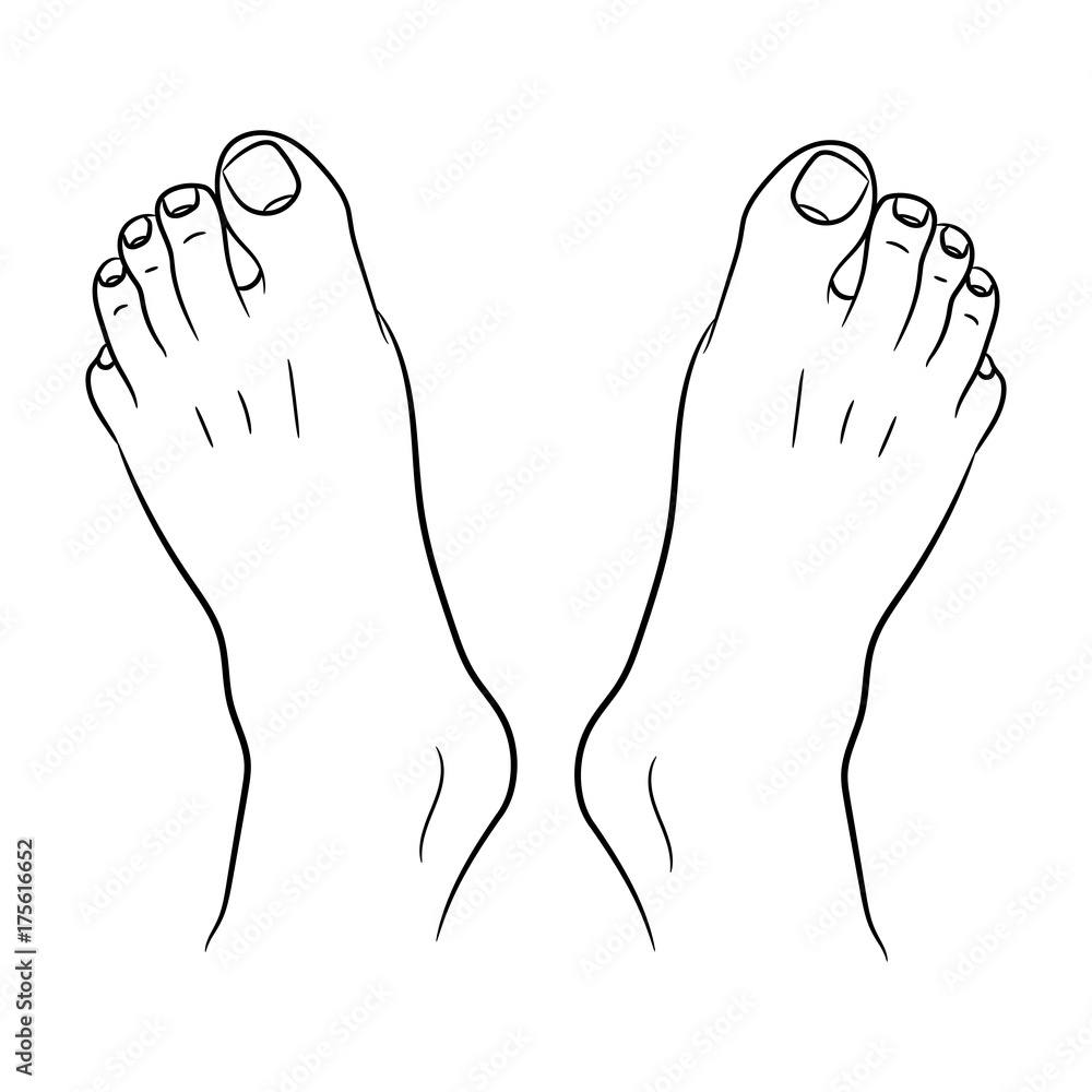 feet men top view from the contour black lines on white of vector ...
