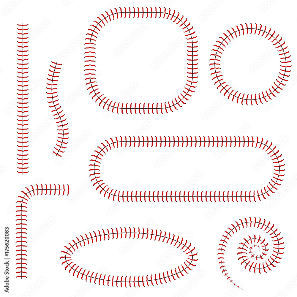 Baseball Stitches Set Stock Vector | Adobe Stock