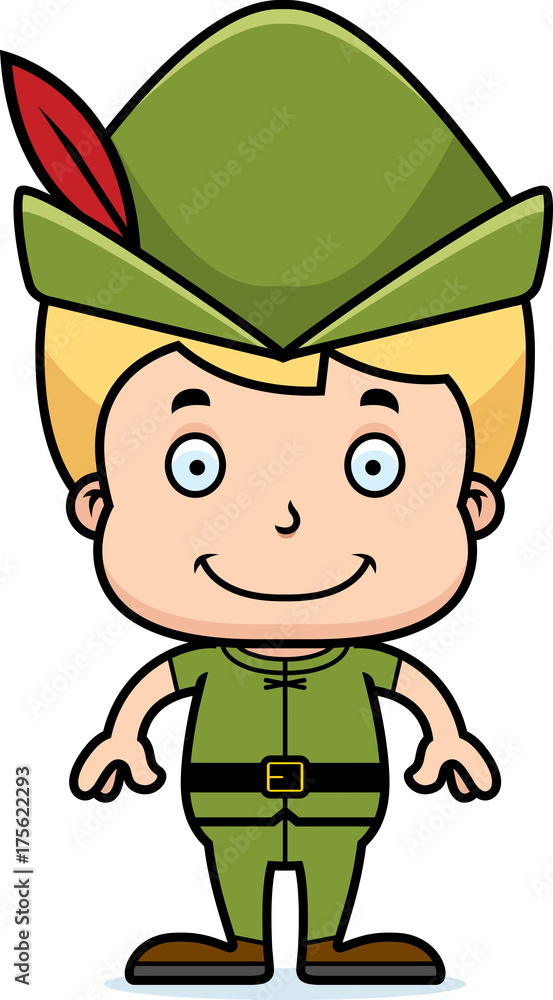 Cartoon Smiling Robin Hood Boy Stock Vector | Adobe Stock