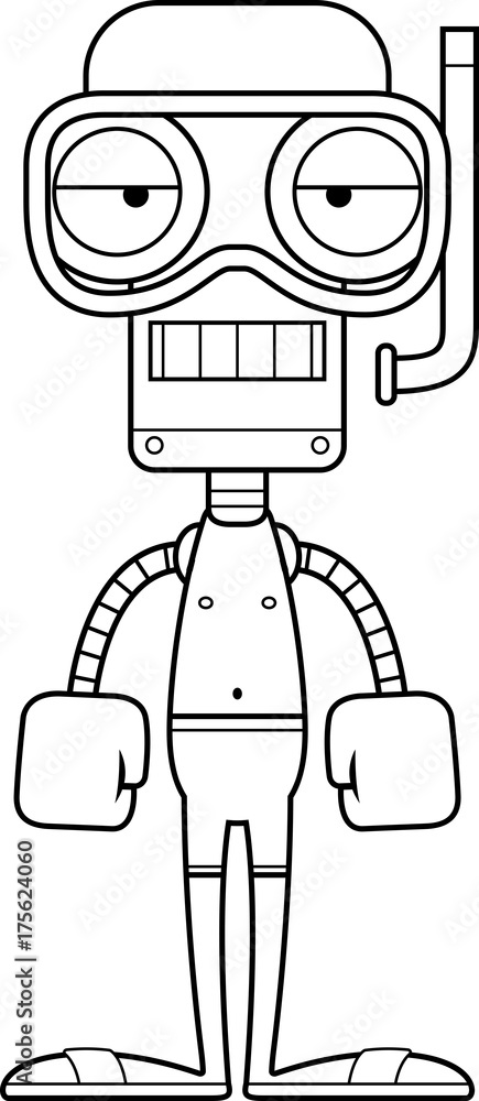 Cartoon Bored Snorkeler Robot Stock Vector | Adobe Stock