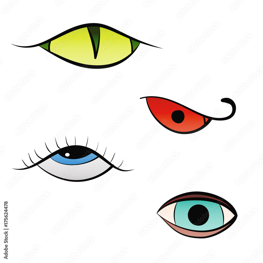 Set of eyes in vintage retro style. Design elements for old school ...
