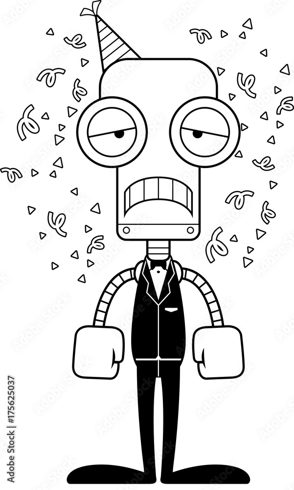 Cartoon Sad Party Robot Stock Vector | Adobe Stock