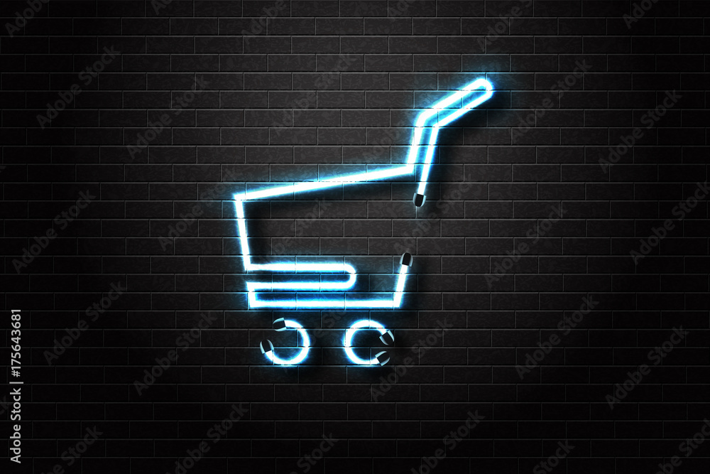Vector realistic isolated neon sign for e-commerce icon for decoration ...