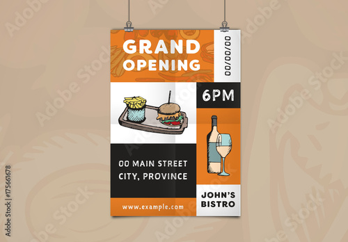 Restaurant Grand Opening Flyer Layout 1 Stock Template | Adobe Stock