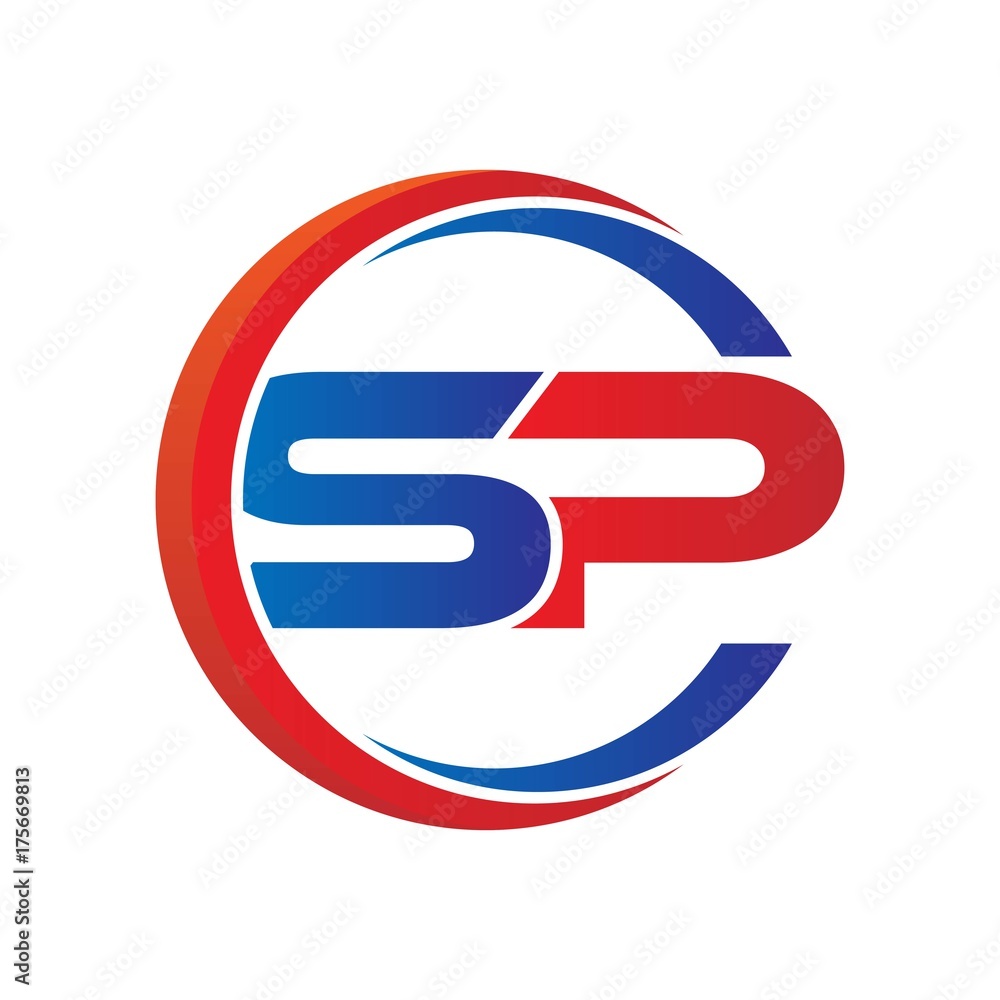 sp logo vector modern initial swoosh circle blue and red Stock Vector ...