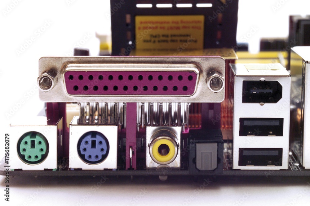 Motherboard, mainboard ports, interface, gateway Stock Photo | Adobe Stock