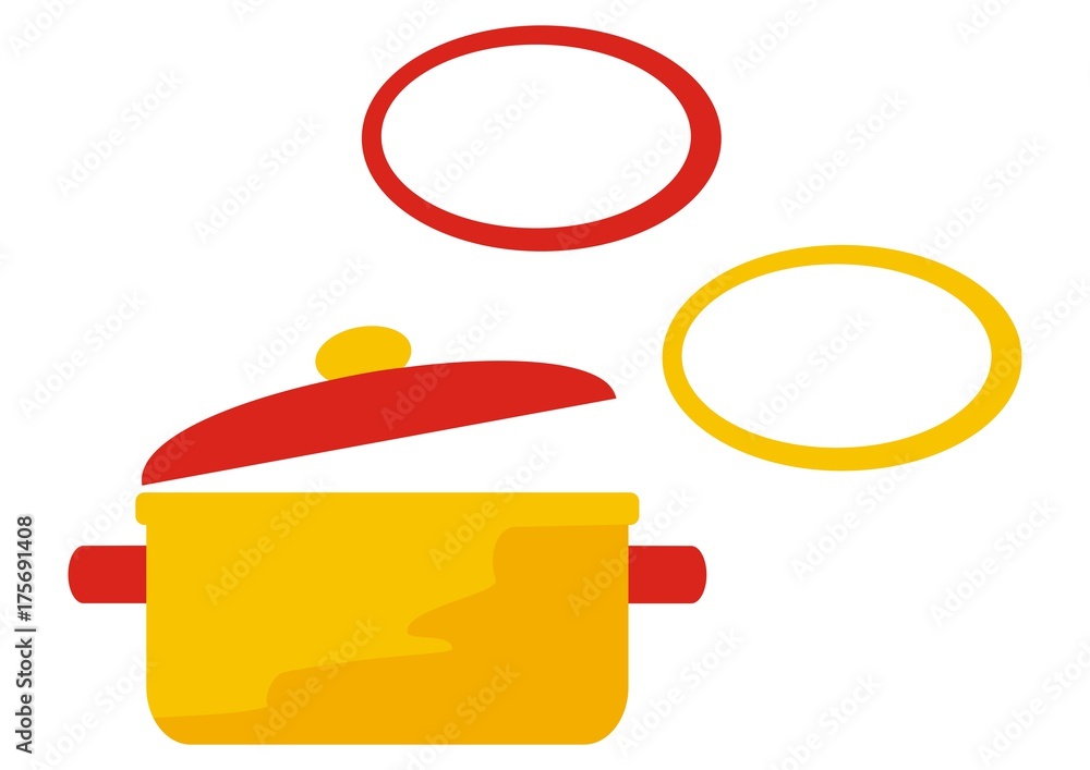 Pot with lid, vector icon, vapor as bubble for text Stock Vector ...