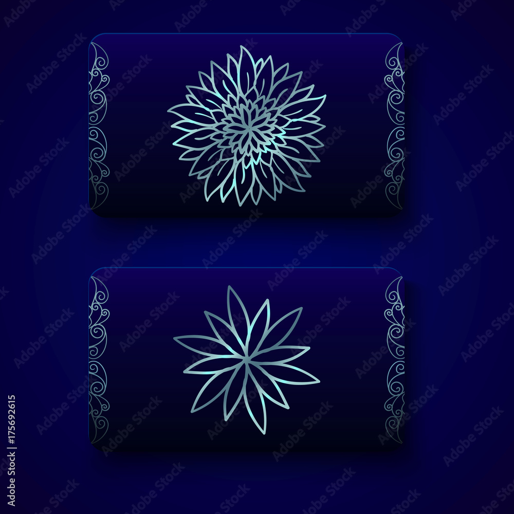 Luxury business cards templates in royal blue color with silver ...