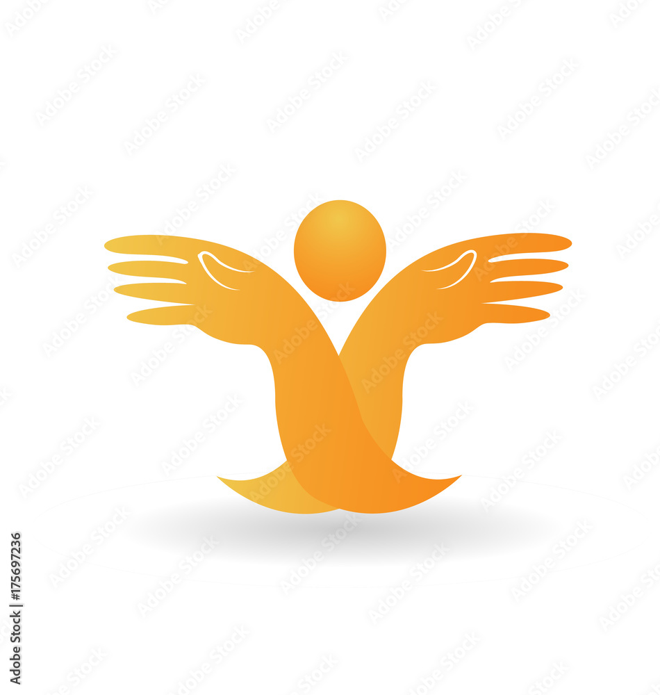 Hopeful abstract hands, supporting and helping others, icon vector ...