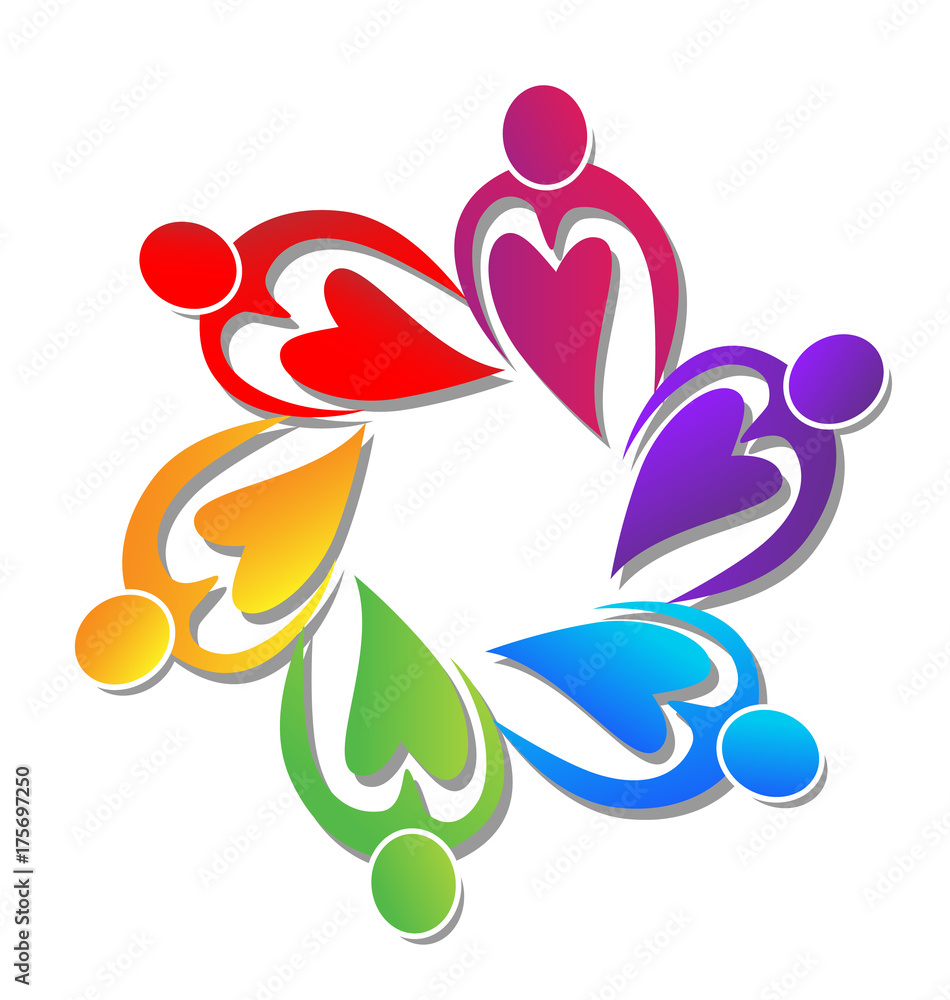 Heart people teamwork, working together, icon vector Stock Vector ...