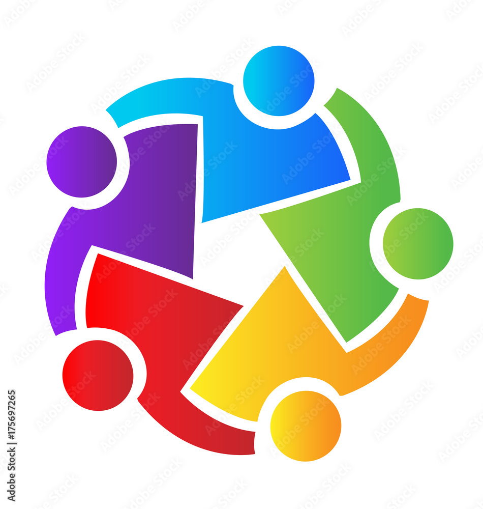 Teamwork people, hugging and coming together, icon vector Stock Vector ...