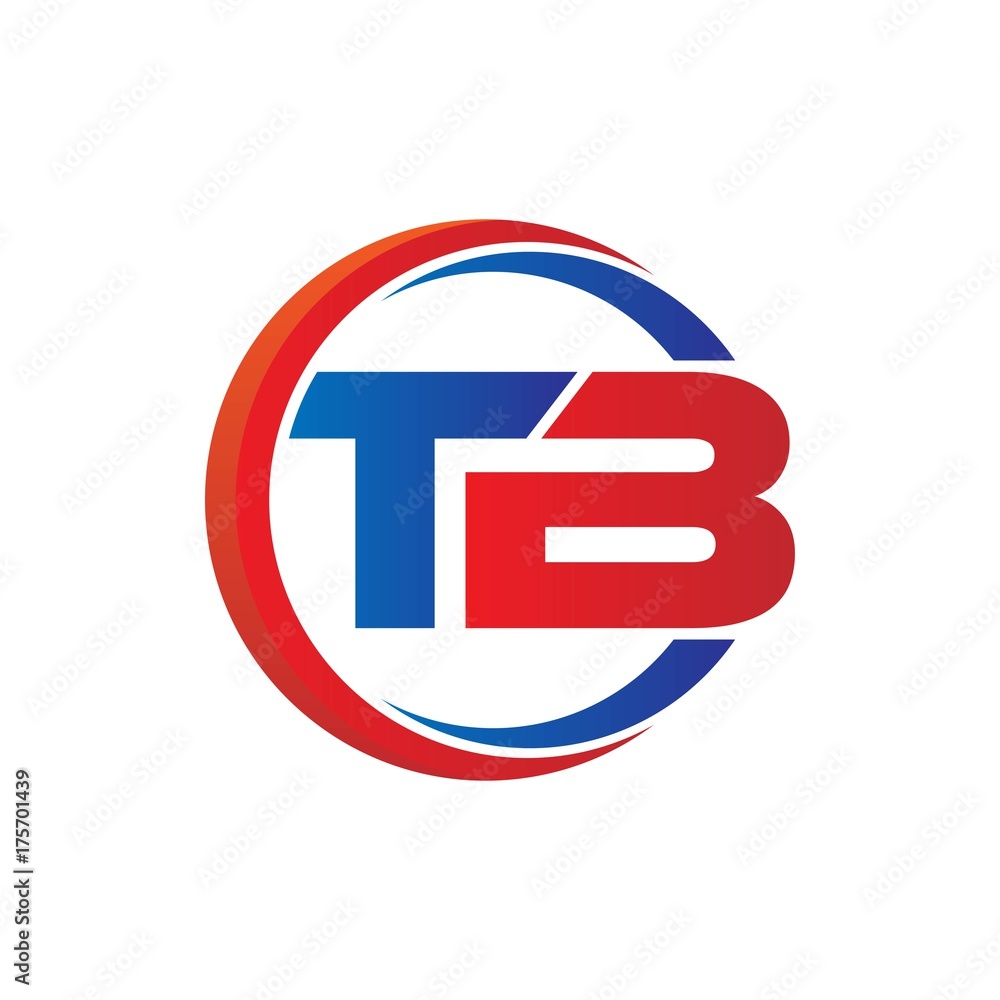 tb logo vector modern initial swoosh circle blue and red Stock Vector ...