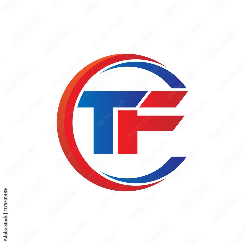 tf logo vector modern initial swoosh circle blue and red Stock Vector ...