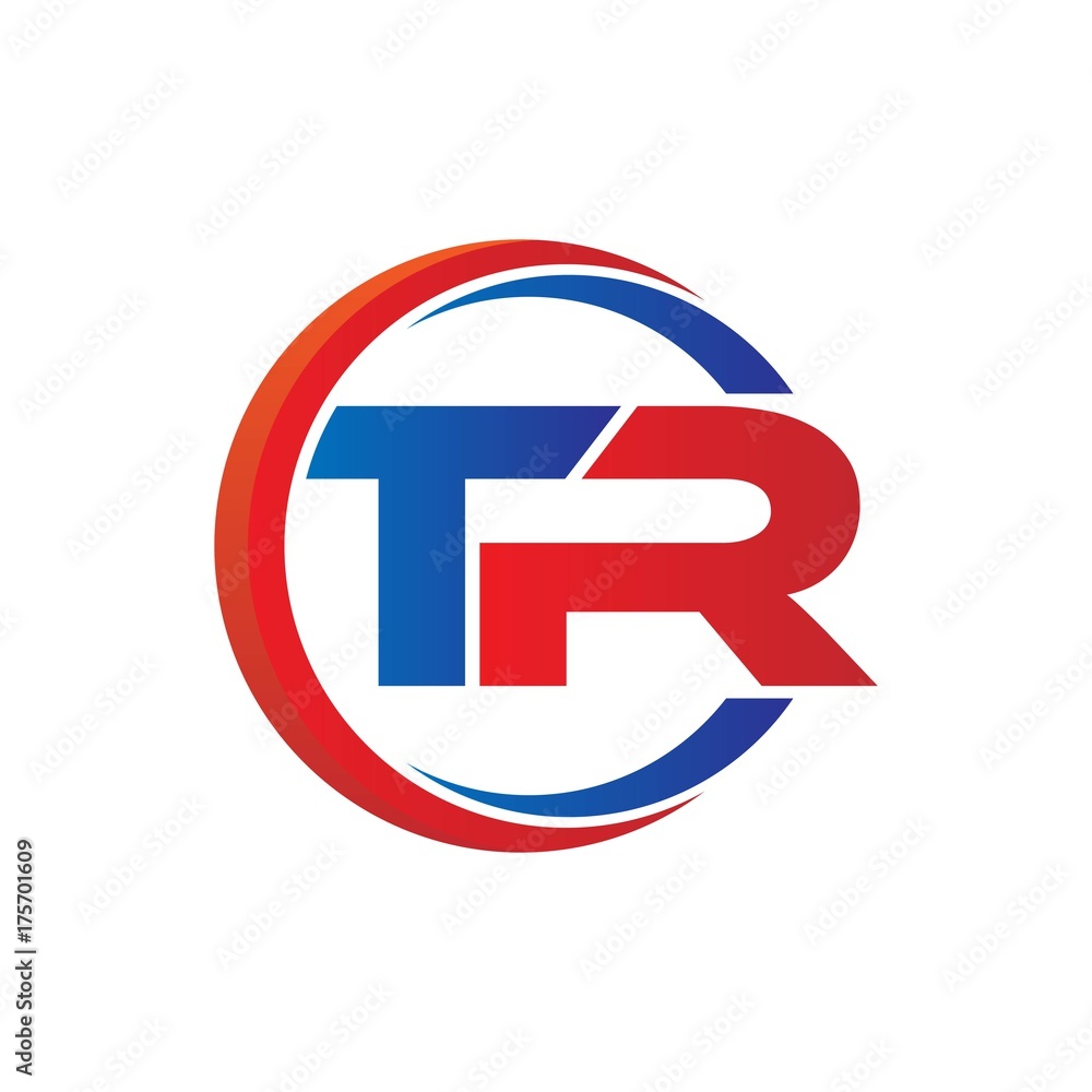 tr logo vector modern initial swoosh circle blue and red Stock Vector ...