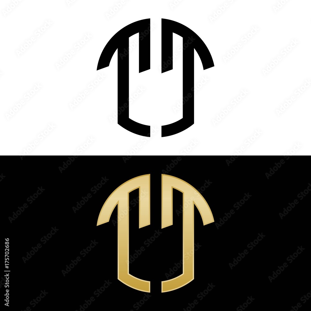 tt initial logo circle shape vector black and gold Stock Vector | Adobe ...