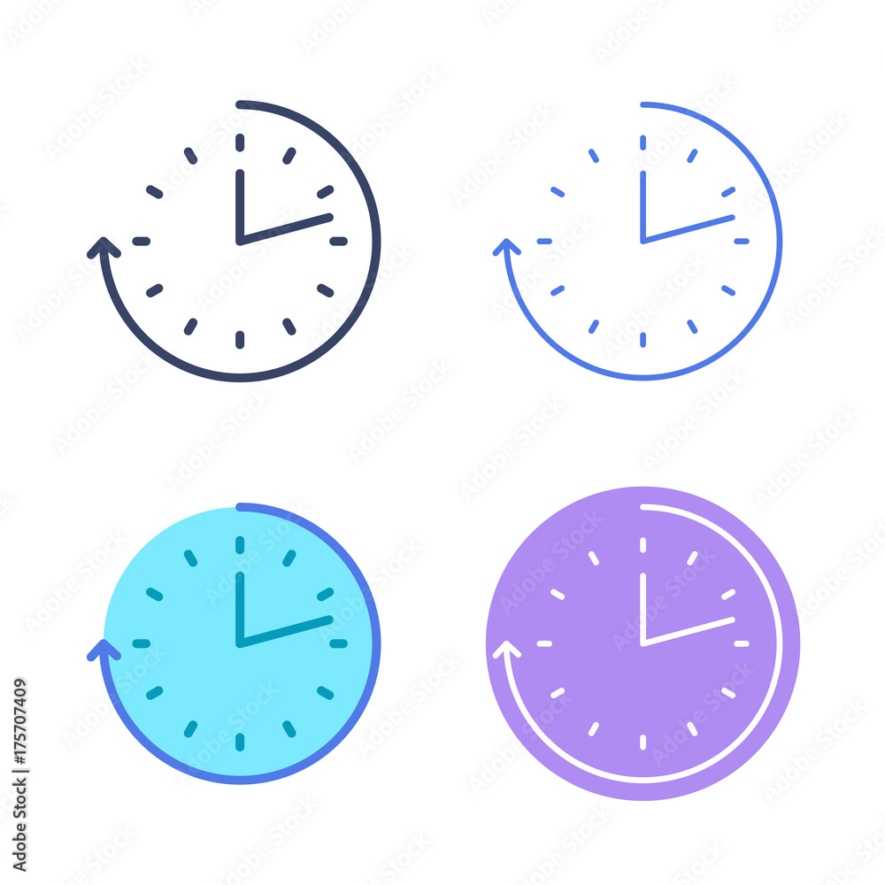 Time concept linear symbols. Clock and watch line symbols and ...