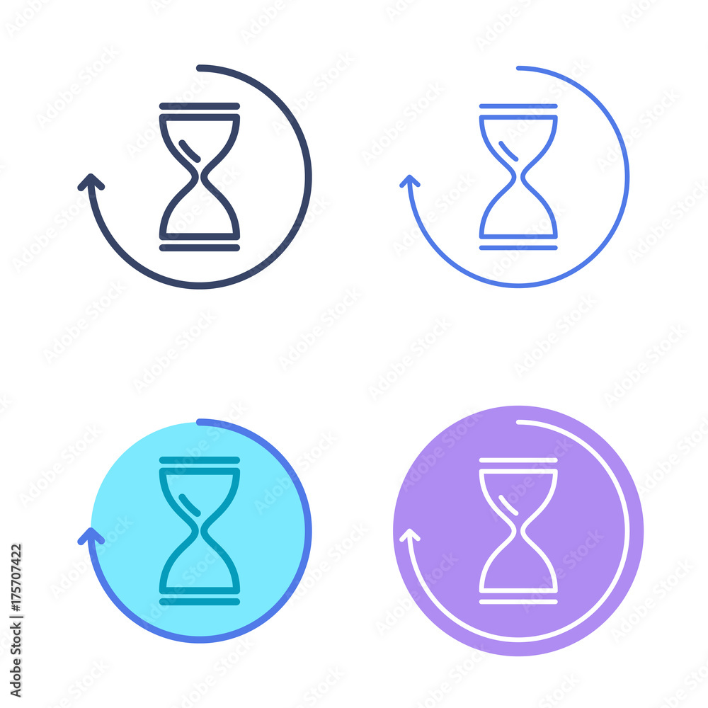Time concept linear symbols. Hourglass line symbols and pictograms ...