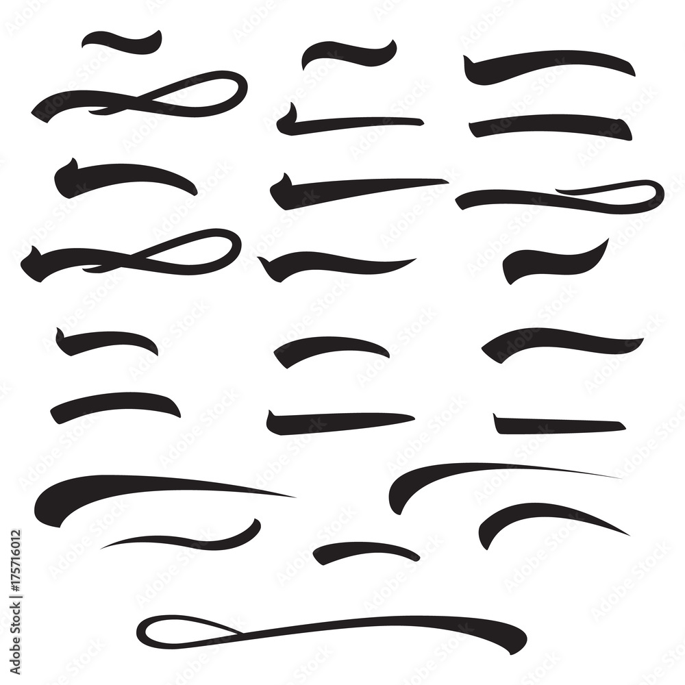 Set of underlines lettering lines, vector illustration Handwritten Mark ...