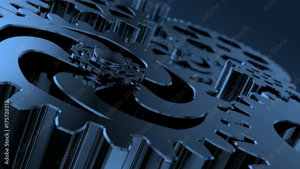 3d animation abstract background. Engineered mechanism with rotating ...