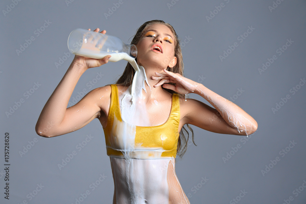Pouring Milk On Body