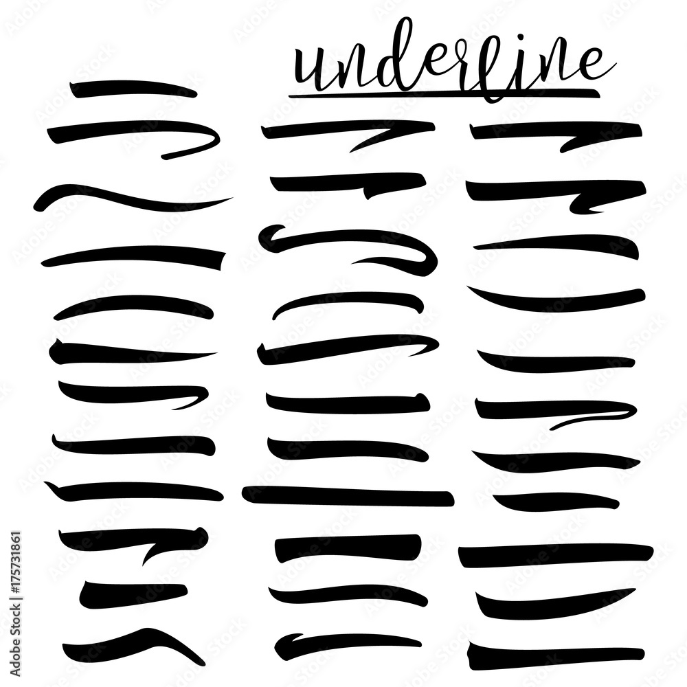 Set of underlines lettering lines, vector illustration Handwritten Mark ...