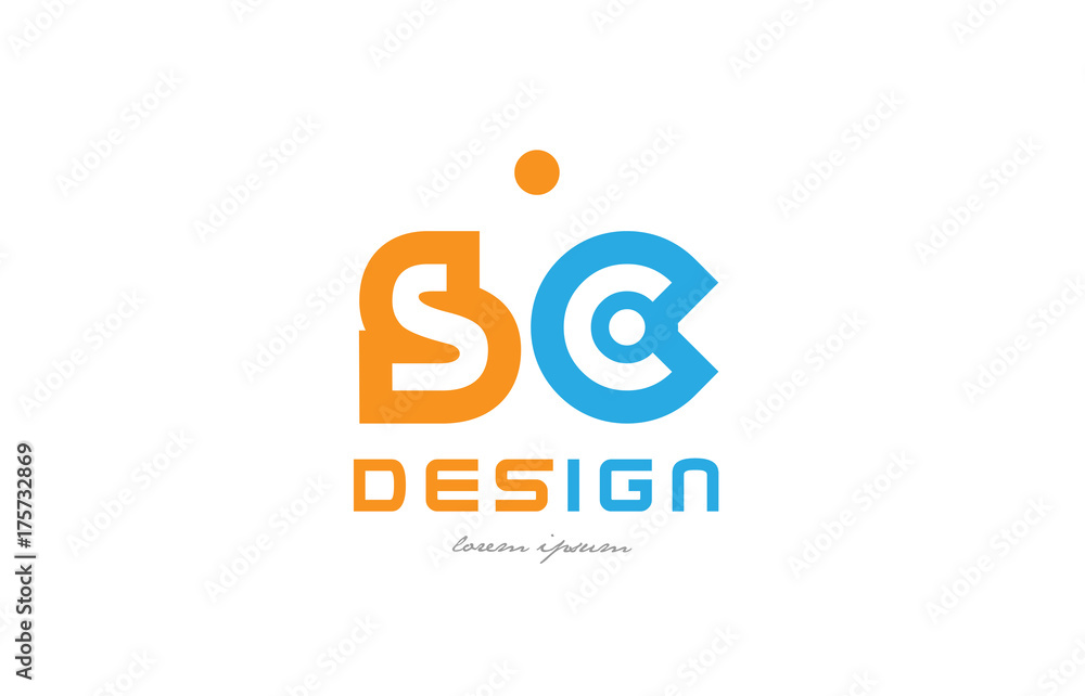 sc s c orange blue alphabet letter logo combination Stock Vector ...