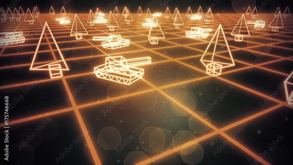 Retro 80s game tanks VHS tape video war battle vector arcade tron ...