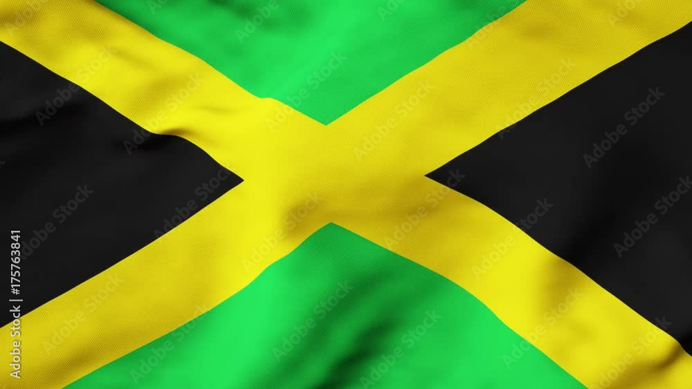 The Jamaica flag waving in the wind. The Jamaican flag flaps in the ...