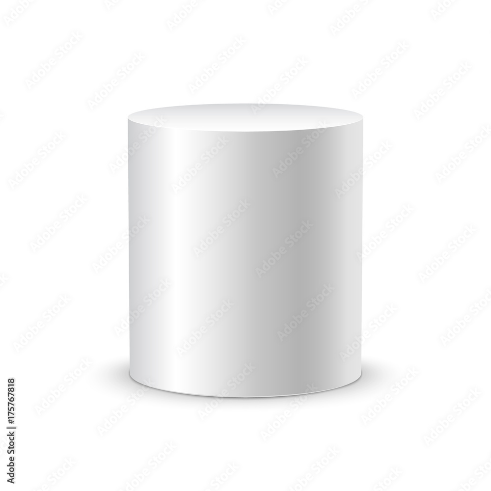 White cylinder on white background isolated. 3d object cylinder ...
