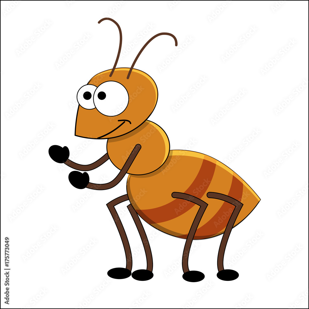 Cute cartoon ant vector illustration isolated on white background ...