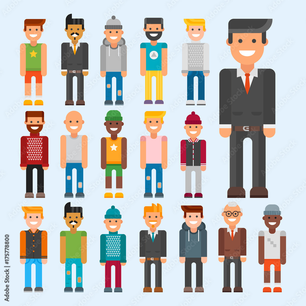 Group of men portrait different nationality friendship character team ...