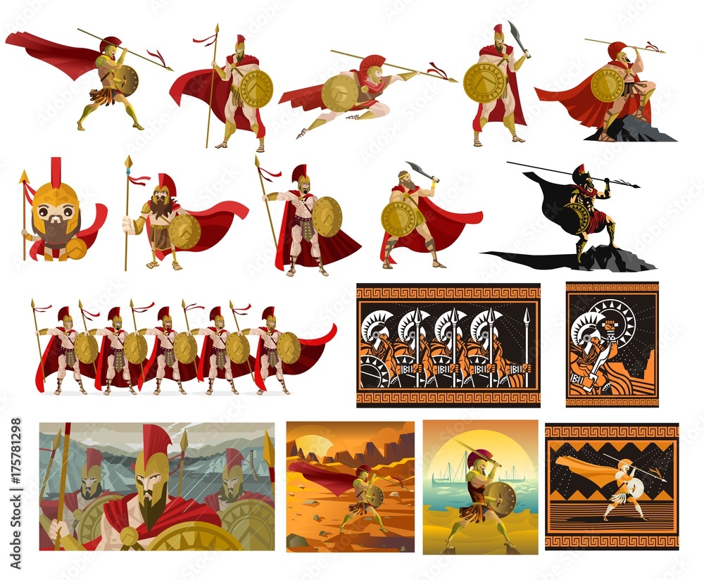 spartan soldier collection Stock Vector | Adobe Stock
