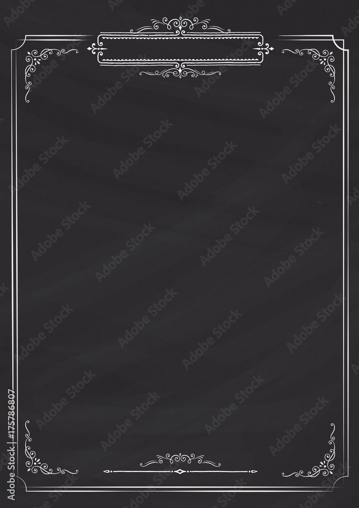 Vertical retro menu blackboard background with border Stock Vector ...