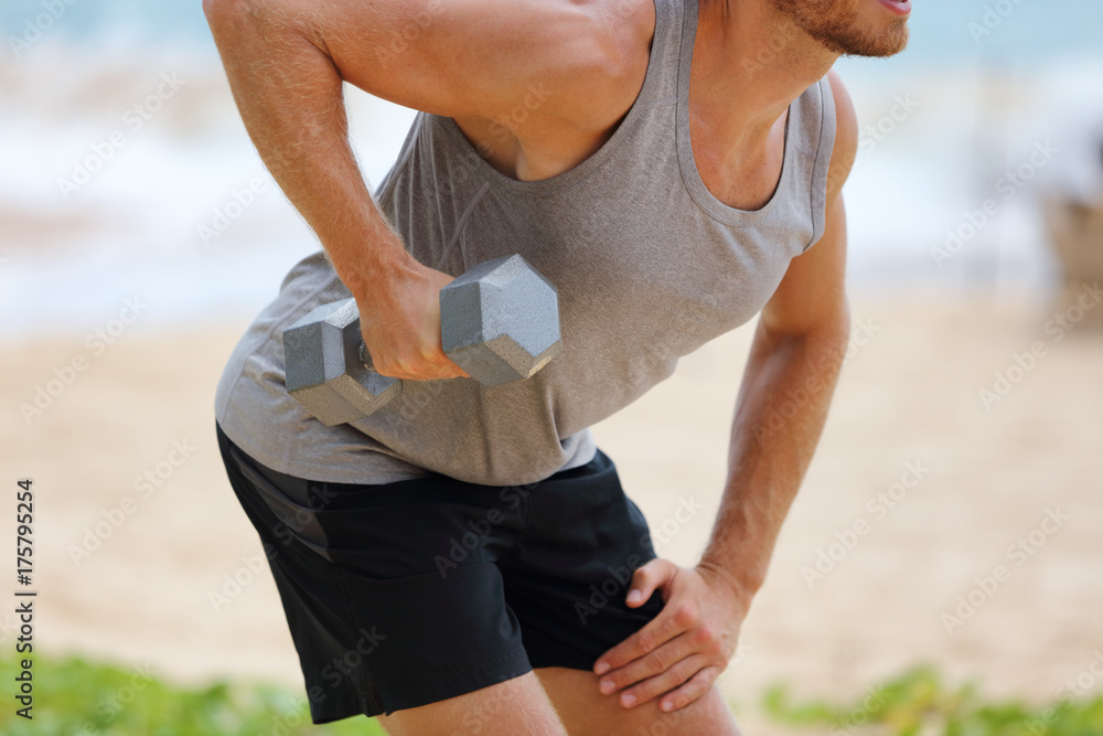 Bent Over Dumbbell Row Exercise - fitness man doing standing row ...