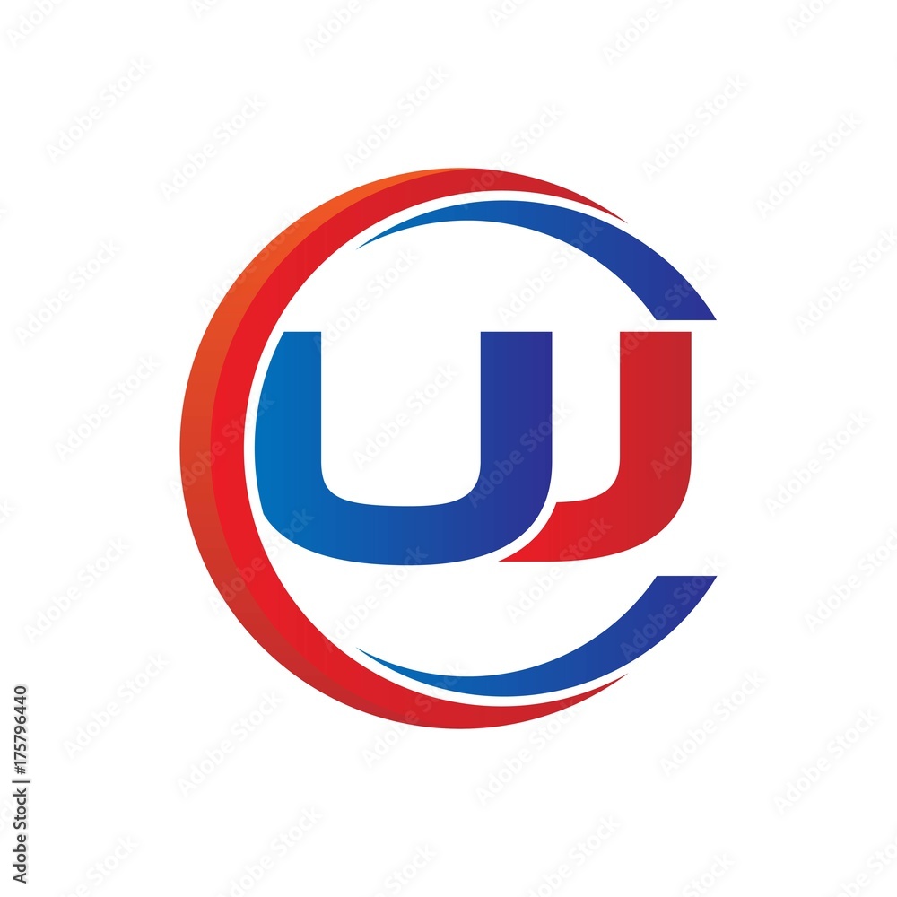 uj logo vector modern initial swoosh circle blue and red Stock Vector ...