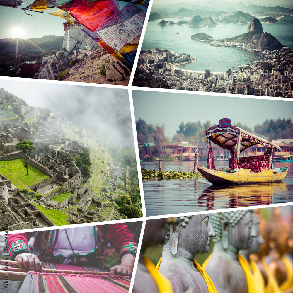 World Travels Collage Background