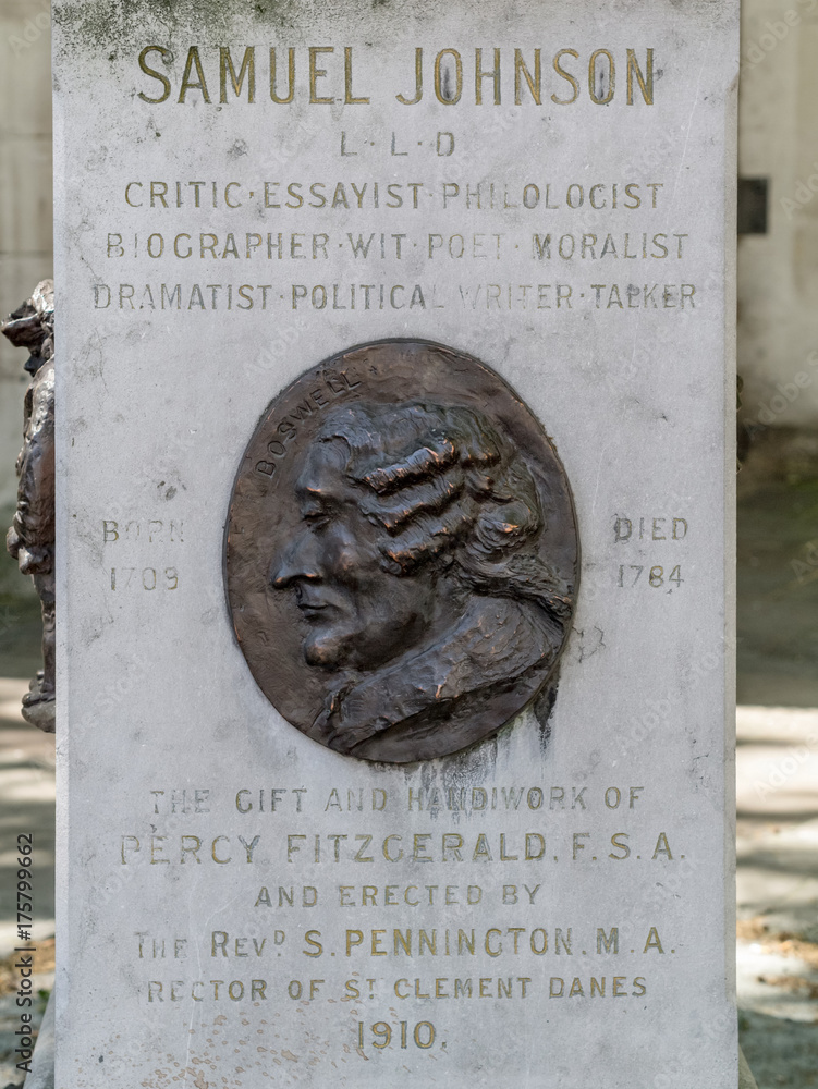 Poster A plaque commemorating Samuel Johnson outside the St Clement ...