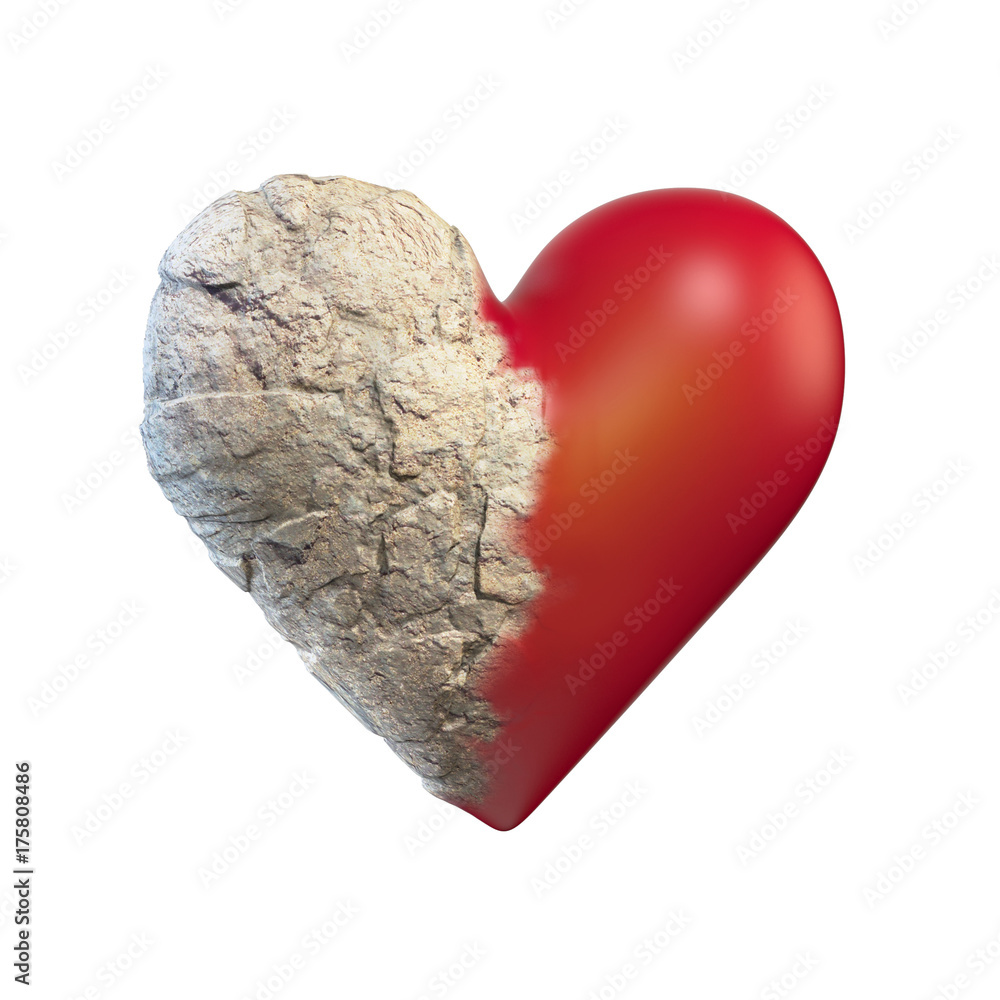 Heart half way turned to stone 3d rendering Stock Illustration | Adobe ...
